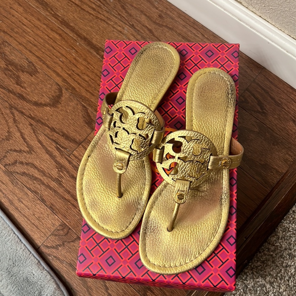 Tory Burch Miller Gold Tumbled Metallic Leather - Gem